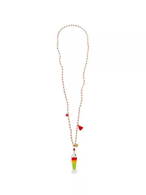 BLAKLACE Beaded Tassel Pendant Necklace - Gold
