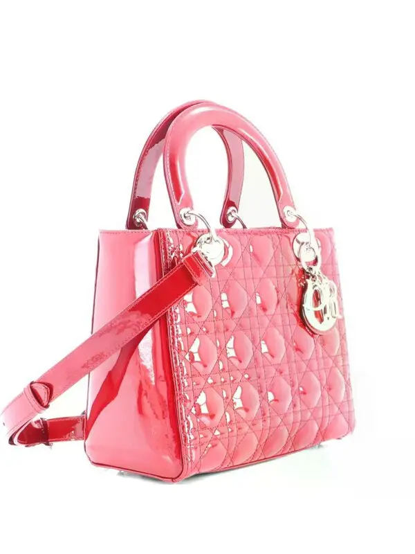 Dior Lady Cannage Quilt Patent Medium Satchel