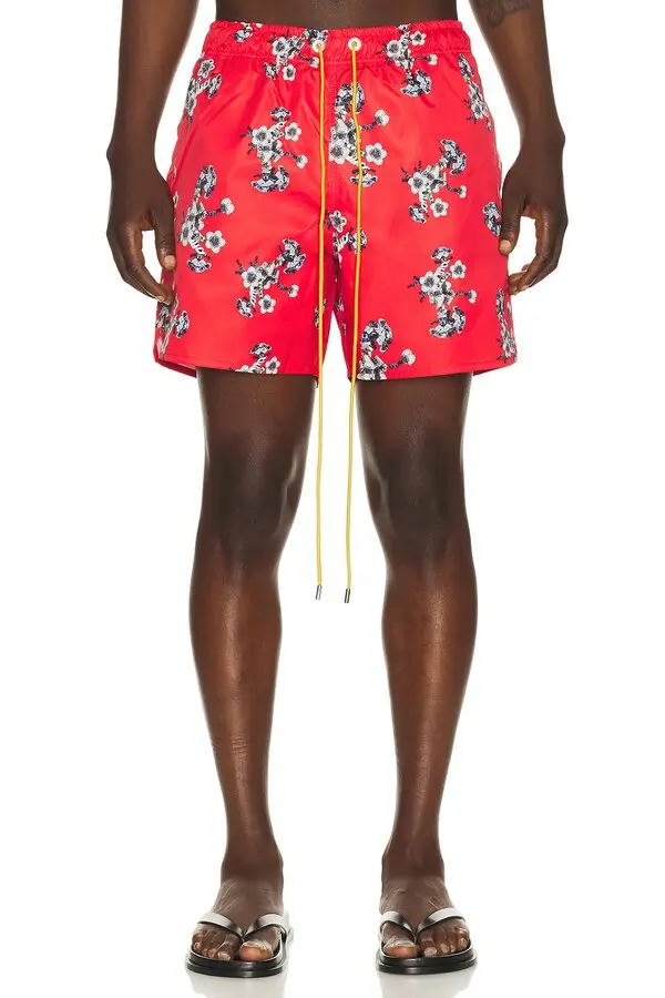 Rhude Turbo Floral Swim Shorts - Red  White  & Multi