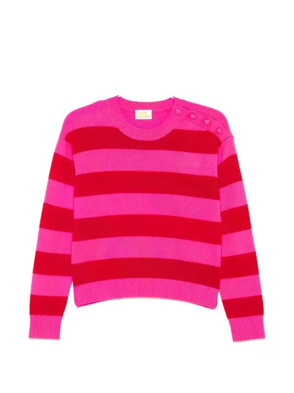 From Future Horizontal-stripe Button-detailed Sweater - Pink