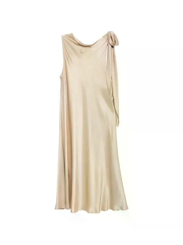 Antonelli Firenze Bow-detail Cowl-neck Midi Dress - Neutrals