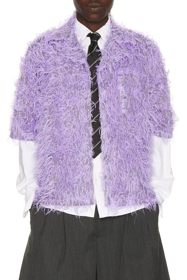 CHARLES JEFFREY Shaggy Hawaiian Shirt In Lavender - Lilac