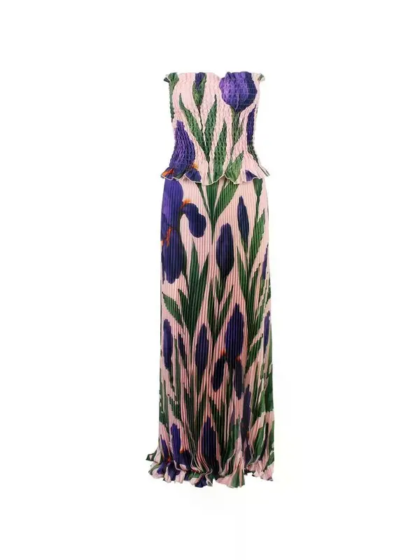 L'IDEE Maya Floral-print Pleated Maxi Dress - Pink