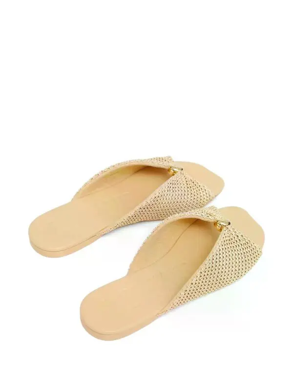 Loewe Raffia-effect Flat Sandals - Neutrals