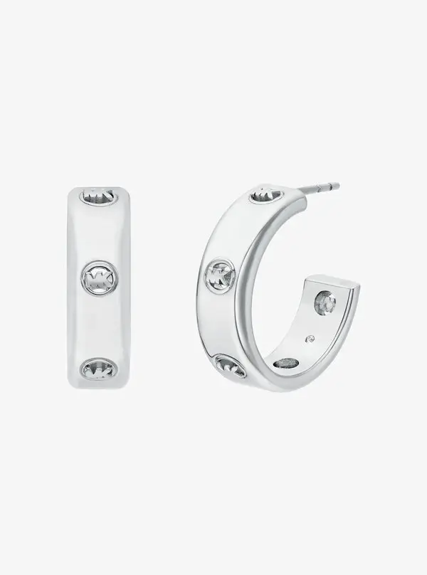 Michael Kors Logo Huggie Earrings - Silver