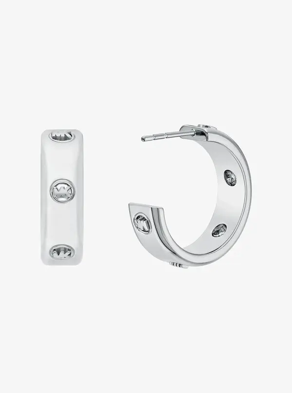 Michael Kors Logo Huggie Earrings - Silver