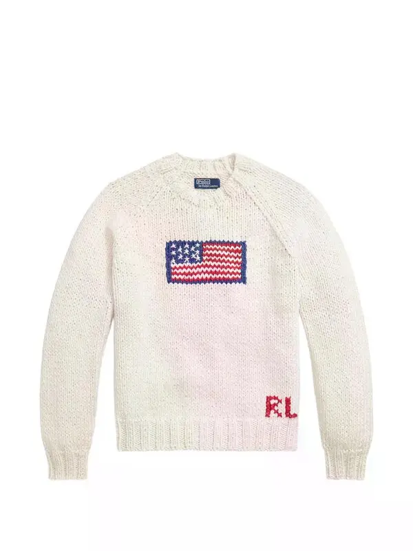 Polo Ralph Lauren Flag Intarsia Chunky-knit Sweater - Neutrals