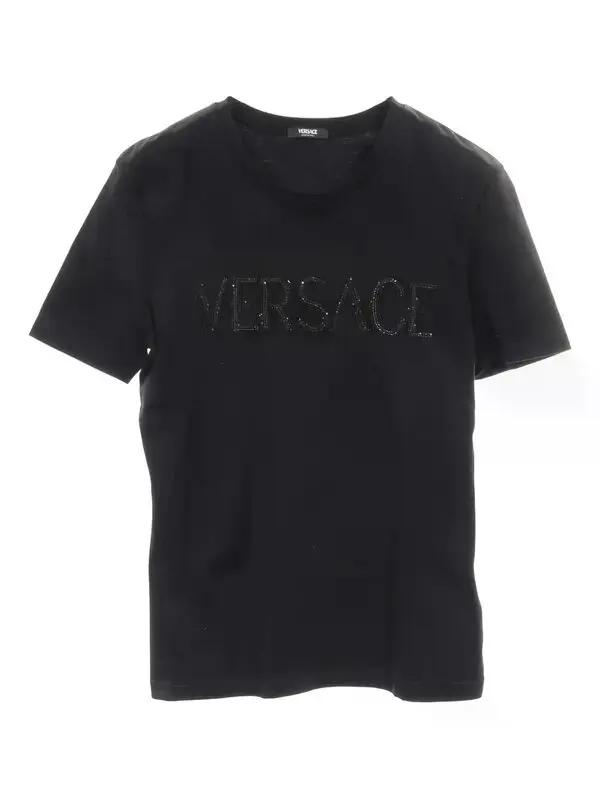 Versace 2000s Beaded-logo T-shirt - Black