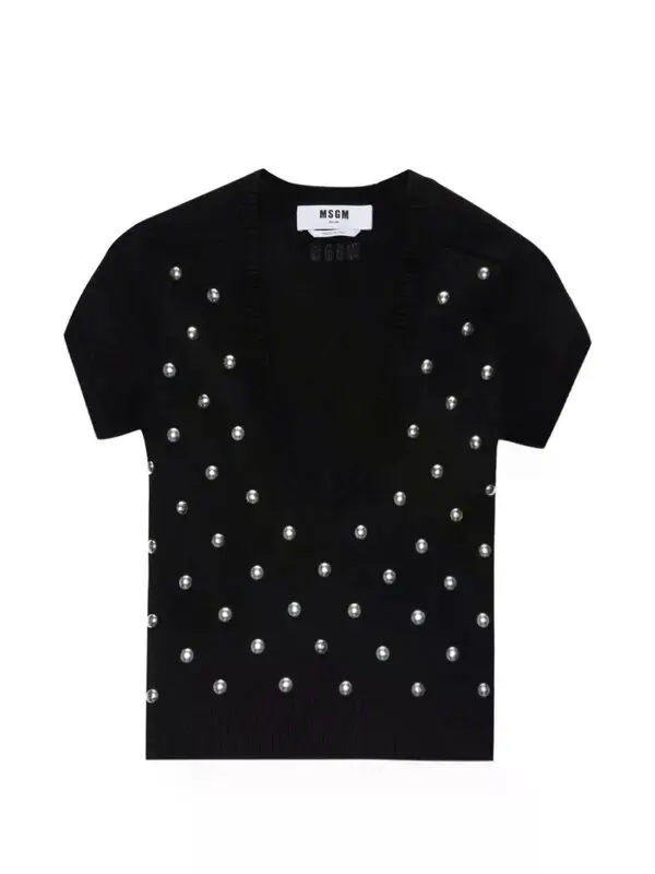 MSGM Studded Embellished T-shirt - Black
