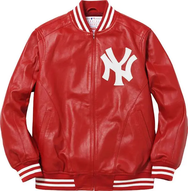 Supreme Leather Varsity Jacket - Red