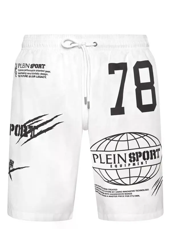 PLEIN SPORT Logo-print Swim Shorts - White