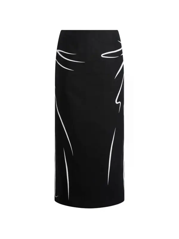 Moschino Printed Cotton Midi Skirt - Black