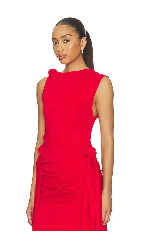 GANNI Marl Mesh Tie Knot Tank Top - Red