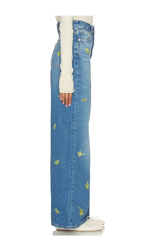 GANNI Printed Flower Denim Lari Jeans - Blue
