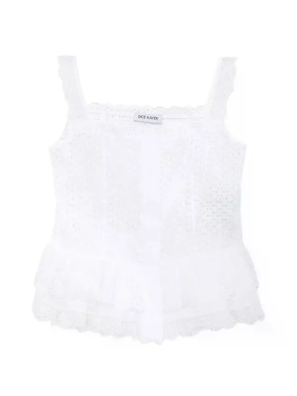 Dice Kayek Ruffled Peplum Top - White