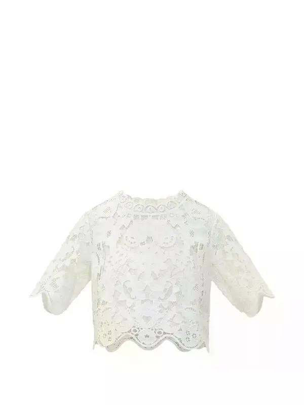 Michael Kors Lace-embroidered Cropped T-shirt - White