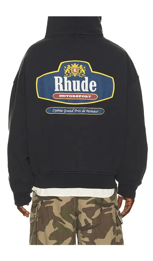 Rhude Racing Crest Zip Up Hoodie - Black