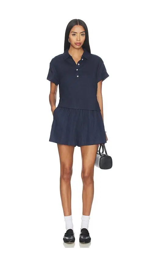 PERFECTWHITETEE Linen 1/4 Button Down Collared Tee