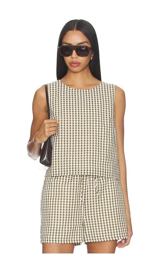 Sanctuary Gingham Seersucker Shell Top