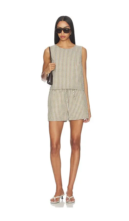 Sanctuary Gingham Seersucker Shell Top