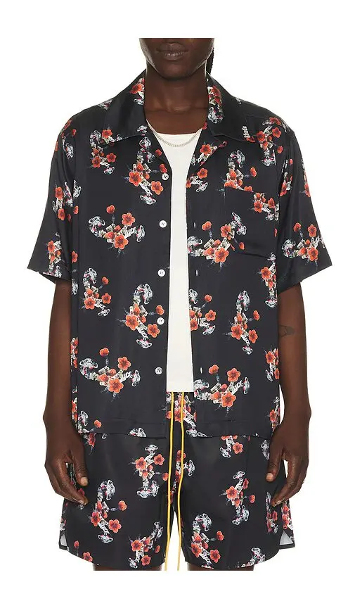 Rhude Turbo Floral Button-up Shirt In . Also - Black