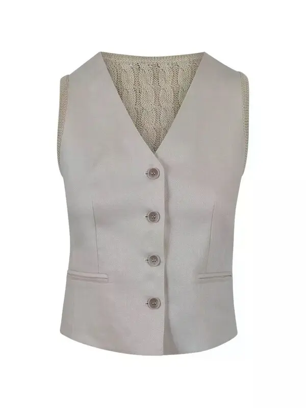 Max Mara Cable-knit Panelled Waistcoat - Neutrals