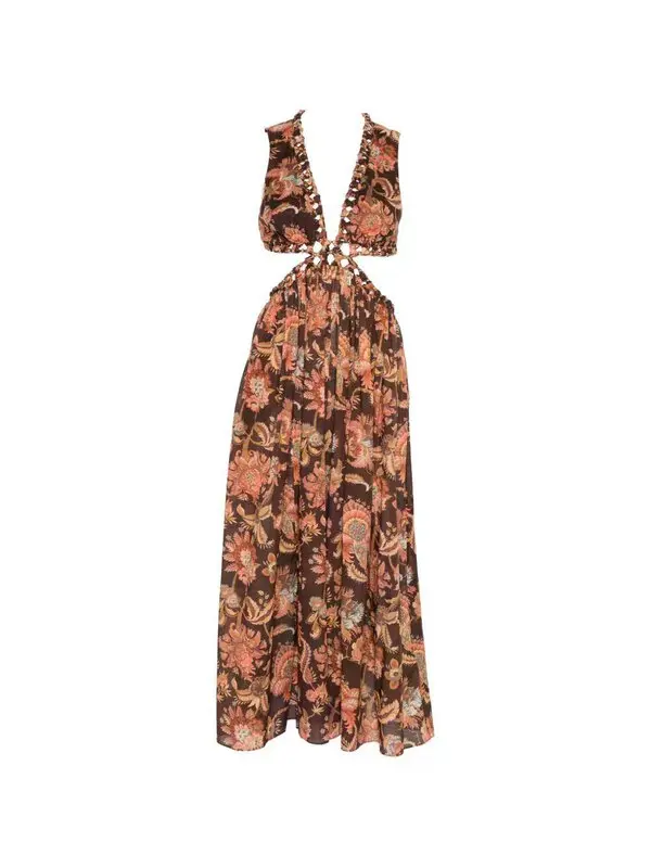 Zimmermann Aster Midi Dress - Brown