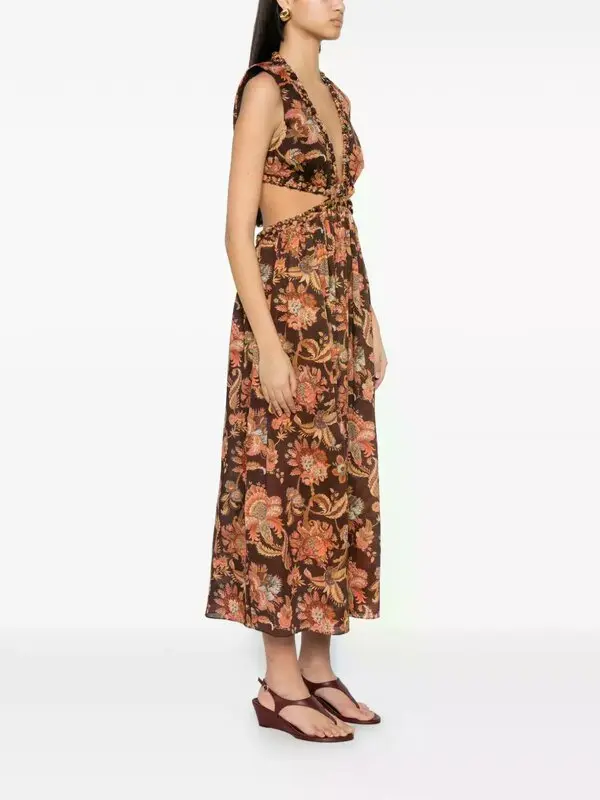 Zimmermann Aster Midi Dress - Brown