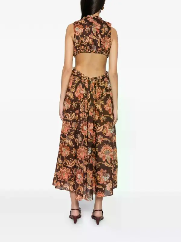 Zimmermann Aster Midi Dress - Brown