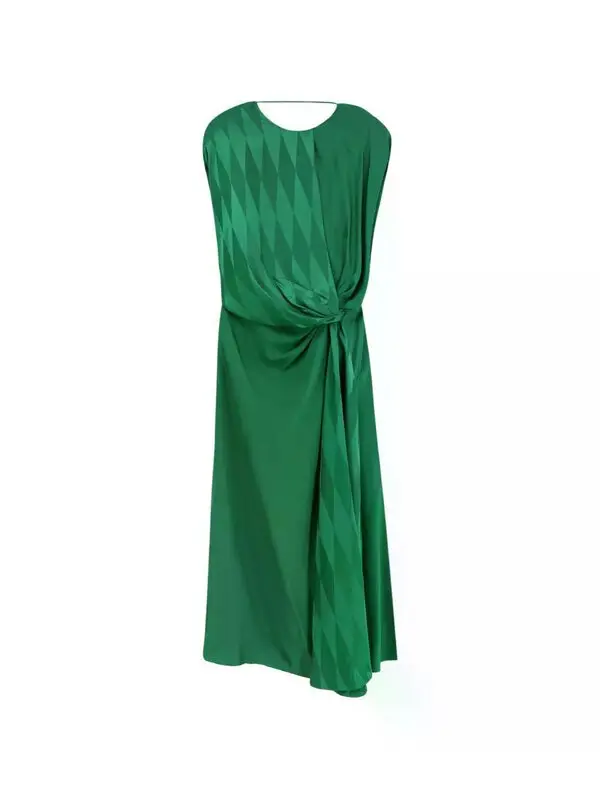 Versace Diamond-pattern Twisted-waist Dress - Green