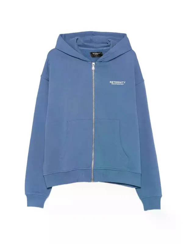 RETERNITY Logo-print Zip-up Hoodie - Blue