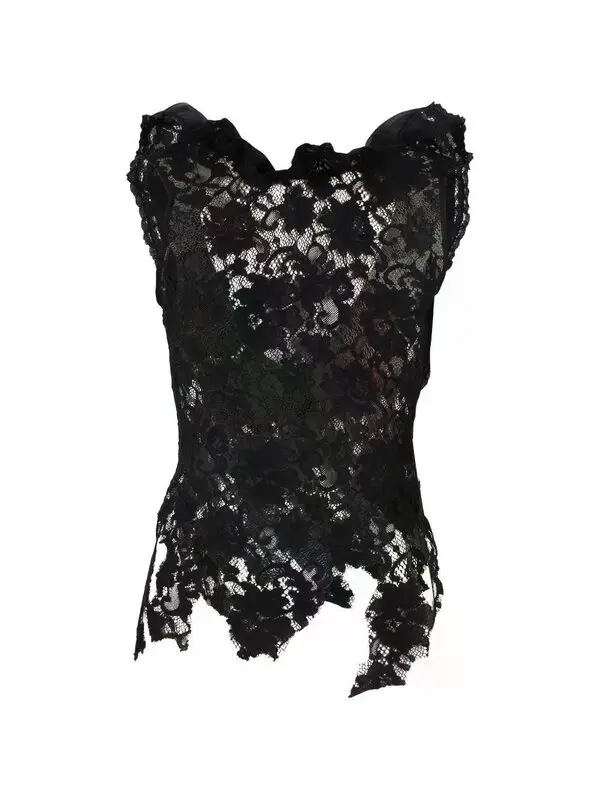Giuseppe Di Morabito Ruffled Lace Top - Black