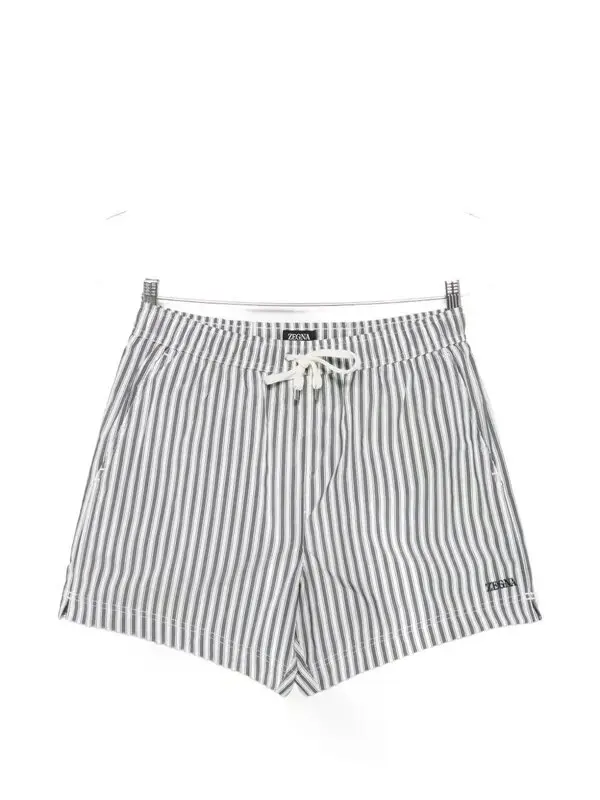 Zegna Striped Drawstring Swim Shorts - Grey