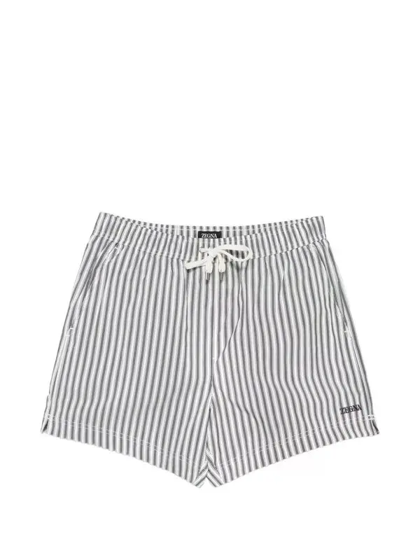 Zegna Striped Drawstring Swim Shorts - Grey
