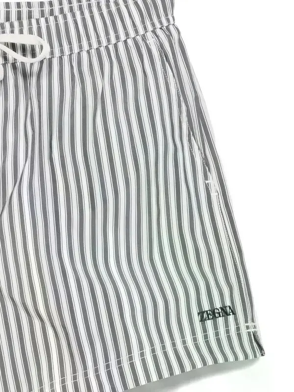 Zegna Striped Drawstring Swim Shorts - Grey