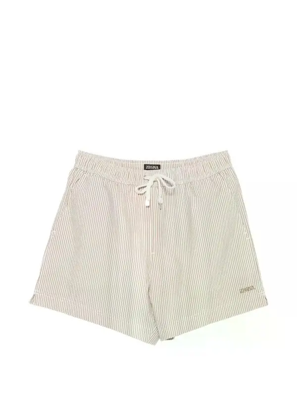 Zegna Striped Drawstring Swim Shorts - Neutrals