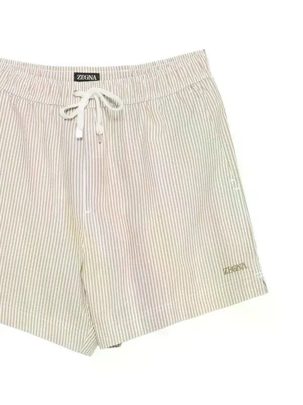Zegna Striped Drawstring Swim Shorts - Neutrals