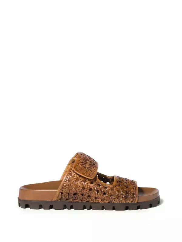 Miu Miu Woven Lug-sole Sandals - Brown