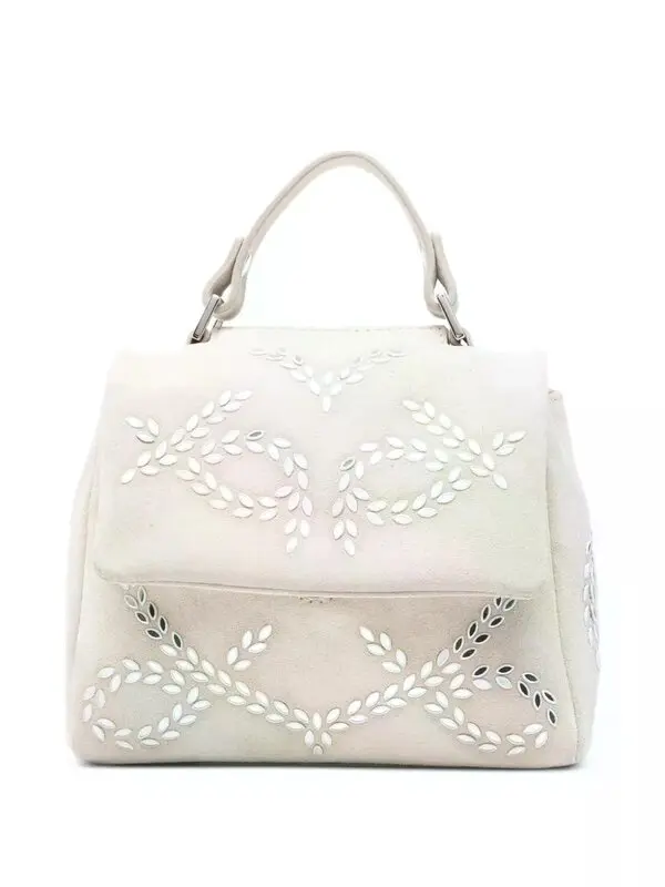 ORTIGNI Mirror-embellished Suede Tote Bag - Neutrals