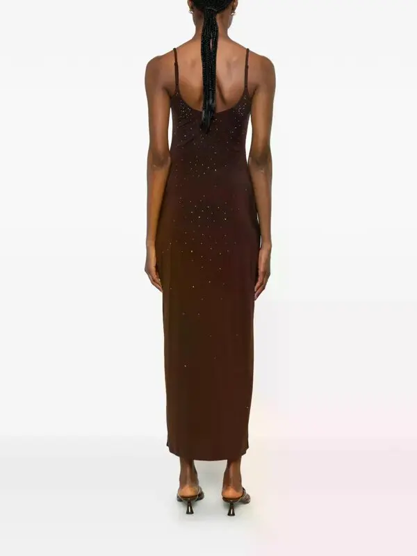 MC2 SAINT BARTH Rhinestone-embellished Maxi Dress - Brown