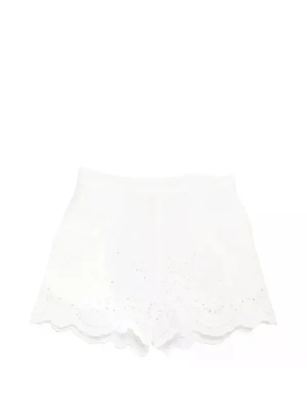 MC2 SAINT BARTH Broderie Anglaise Scalloped-hem Shorts - White