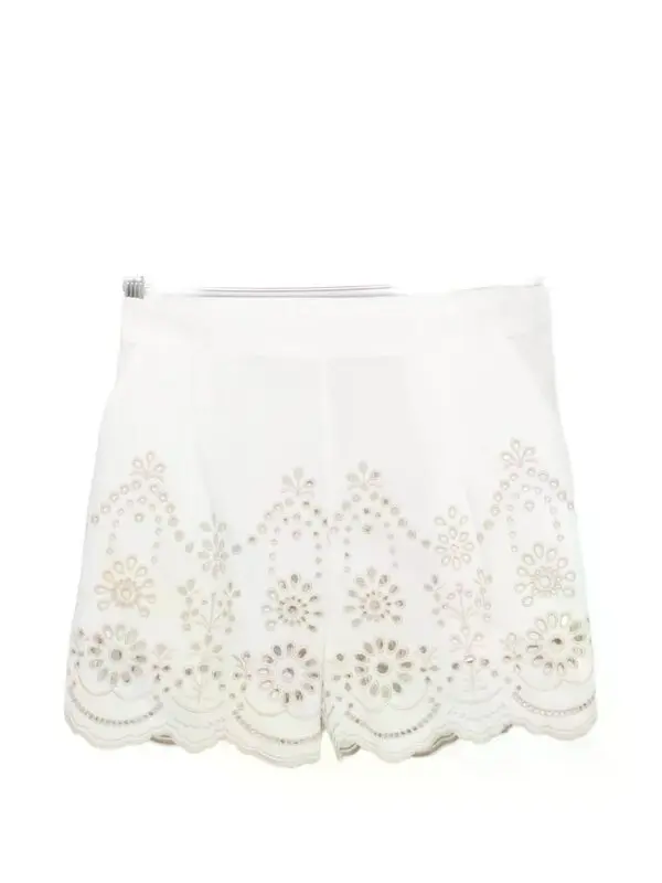 MC2 SAINT BARTH Amani Broderie-anglaise Scalloped-hem Shorts - White