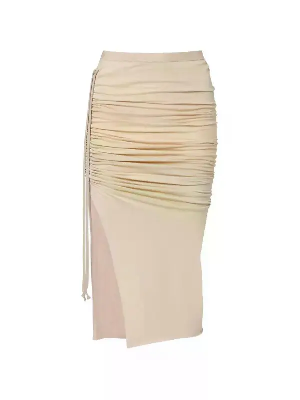 Rick Owens Edfu Ruched Side-slit Midi Skirt - Neutrals