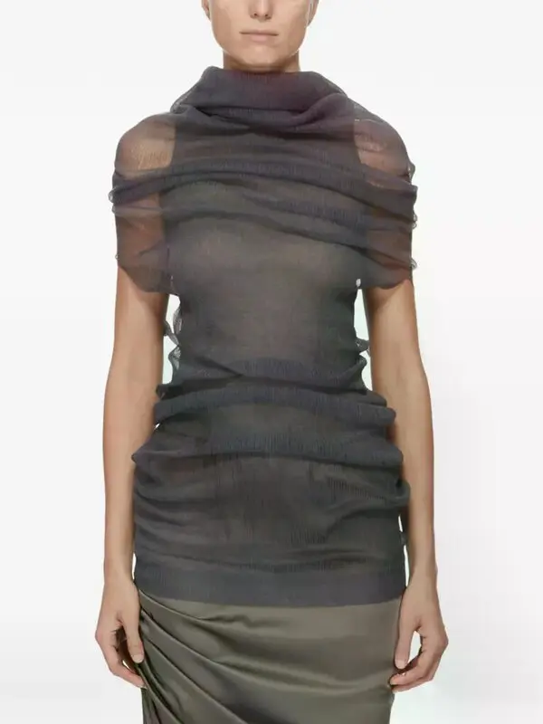 Rick Owens Draped Semi-sheer Blouse - Grey
