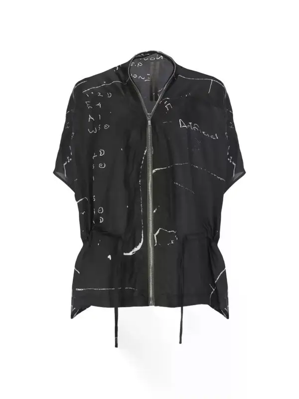 Rick Owens Sail Printed Zip-up Jacket - Black