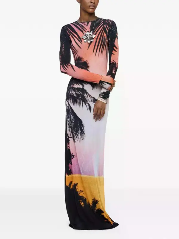 Rabanne Thunderstorm-printed Maxi Dress - Black