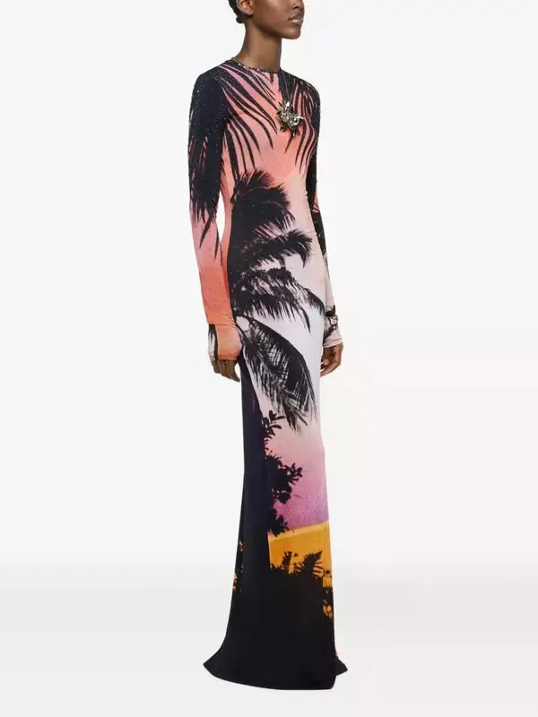 Rabanne Thunderstorm-printed Maxi Dress - Black