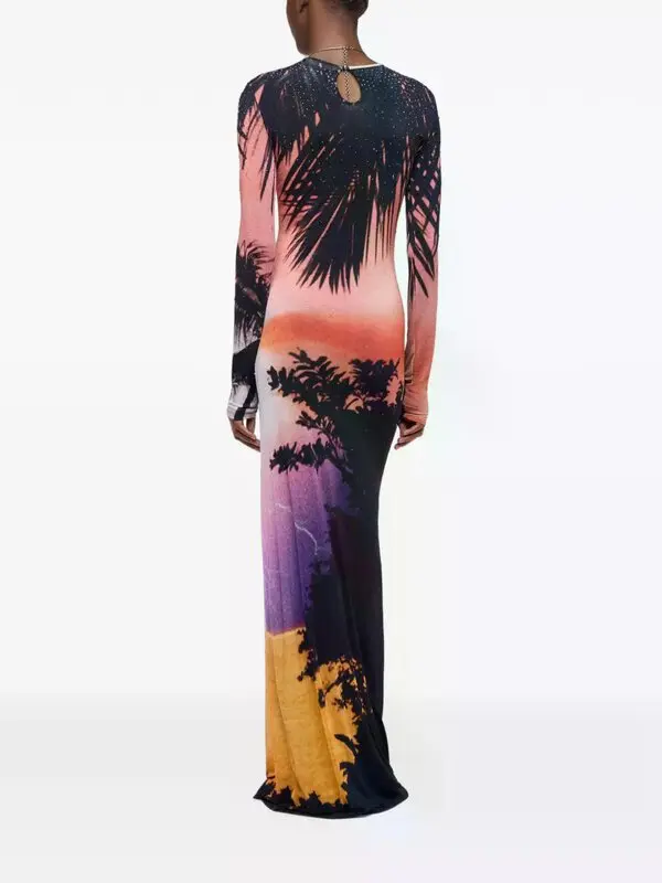 Rabanne Thunderstorm-printed Maxi Dress - Black