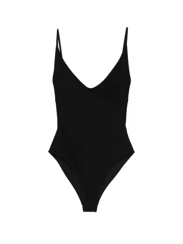 TOTEME Scoop V-neck Tie-back One Piece Swimsuit - Black