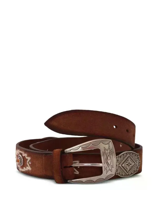 ALBERTO LUTI Suede Appliqué Belt - Brown